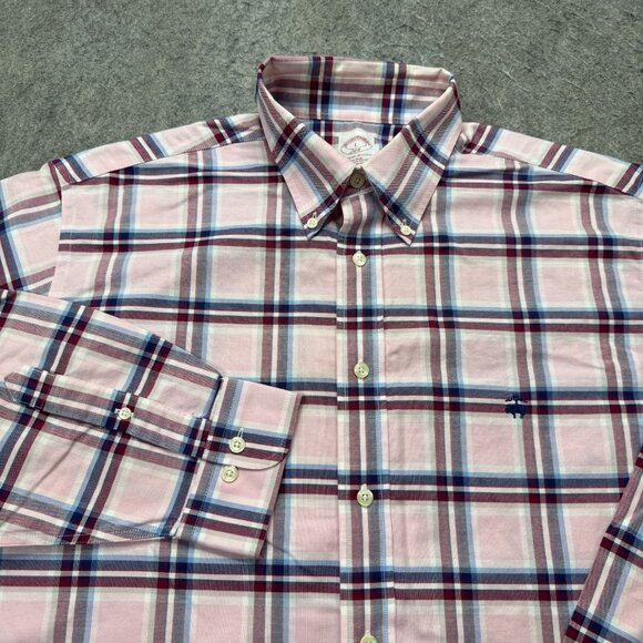 Brooks Brothers | Shirts | Brooks Brothers Oxford Shirt Men L Pink Blue ...
